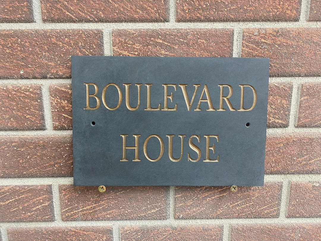 Custom Gold Painted Slate House Sign: Hand-engraved Number Plaque - Etsy UK