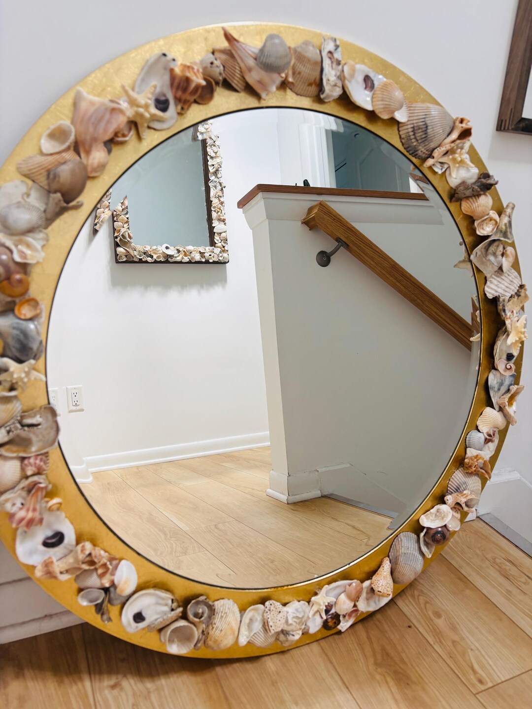 Large , Gold, Beveled, Round , Shell Mirror - Etsy
