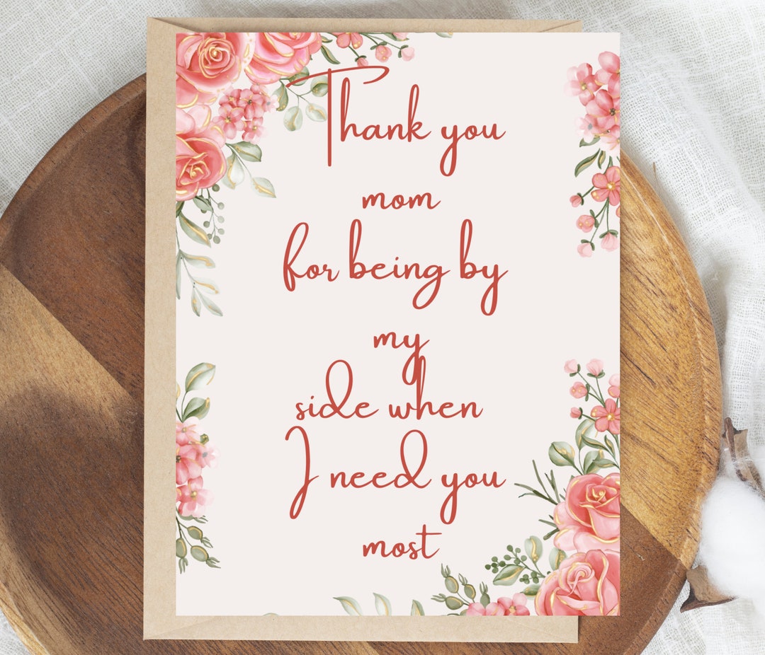 Thank You Mom, Appreciation Greeting Card - A2 Size - Etsy