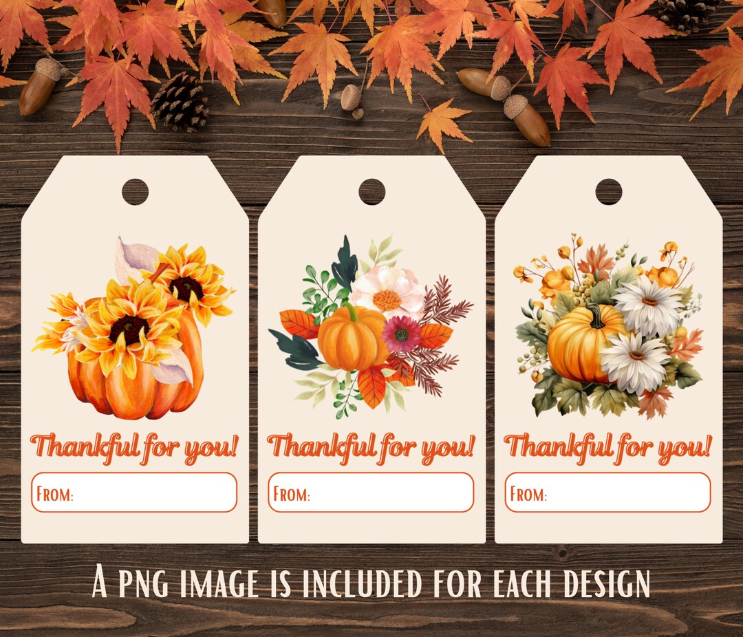 Thankful for You Gift Tag | 1.75 X 2.90 Inches | Instant Download PDF ...