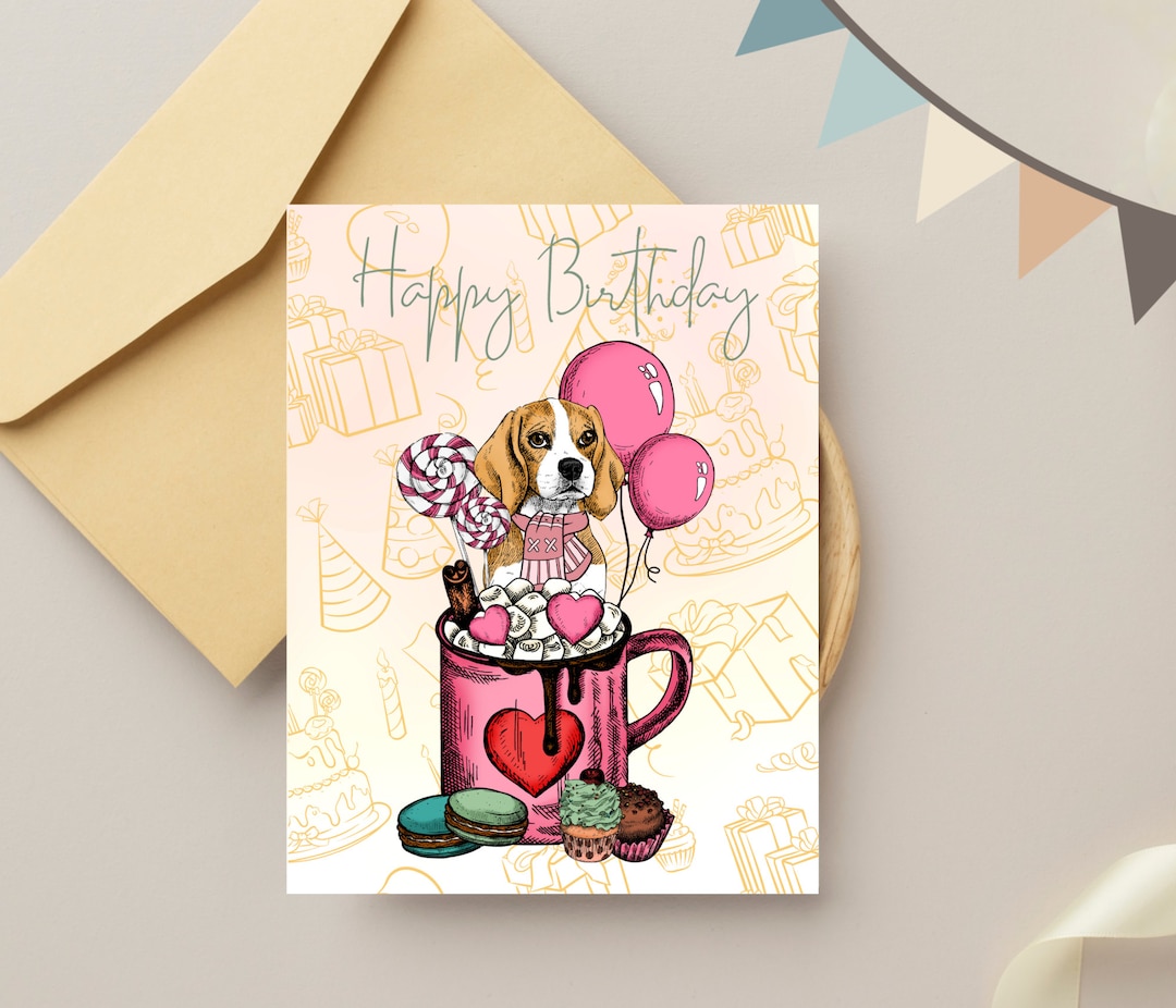 Printable Dog Lovers Happy Birthday Greeting Card, 4.25 X 5.50 Inches ...