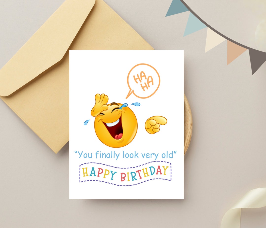 Printable Happy, Birthday Greeting Card, Emoji Theme, 4.25 X 5.50 ...