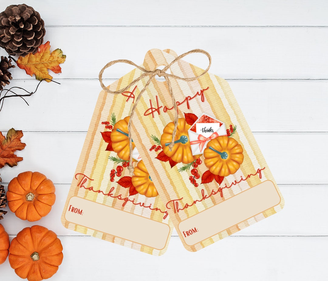 Happy Thanksgiving Pumpkin Gift Tag Instant Download Pdf and Jpg Files ...