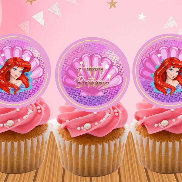 Black Little Mermaid Cupcake Toppers - Etsy