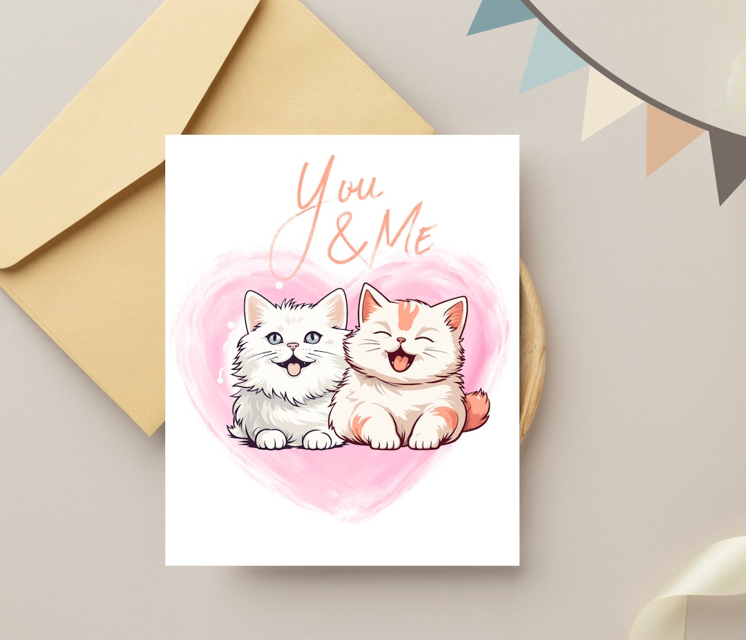 Cute Cat Theme Love Greeting Card, Ideal for Cat Lovers, 4.25 X 5.5 ...