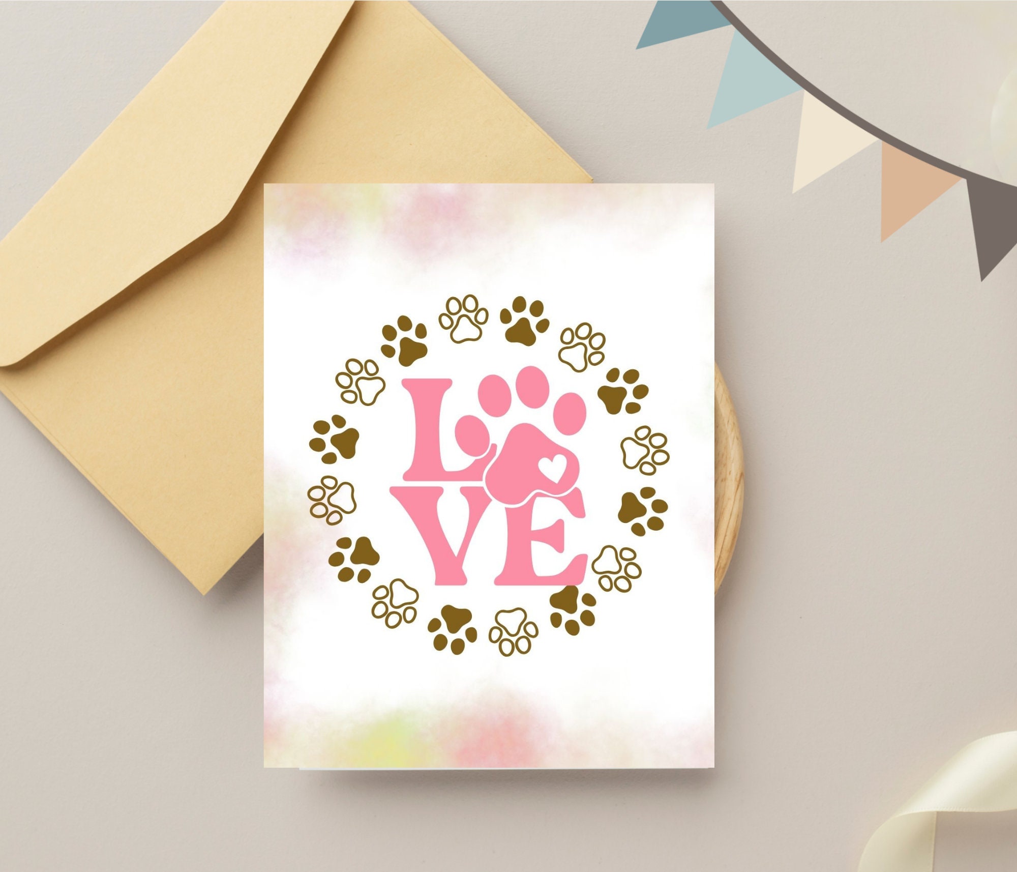 Printable Dog Theme Love Greeting Card - 4.25 X 5.5 Inches Folded ...