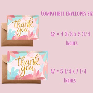Thank You Printable Card Bundle A2 & A7 Assorted Set, Instant Download ...
