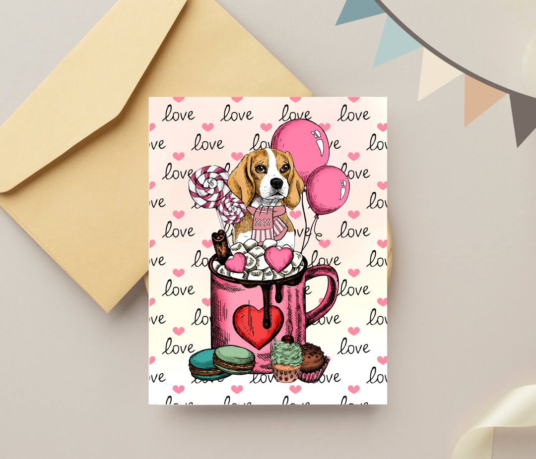 Printable Dog Theme, Love Greeting Card, 4.25 X 5.50 Inches, A2 Size ...