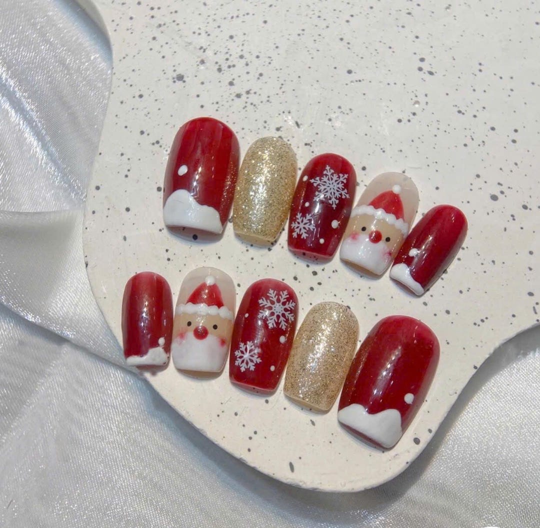 Santa Claus Themed Press-on Nails for Christmas Christmas Nails Art ...