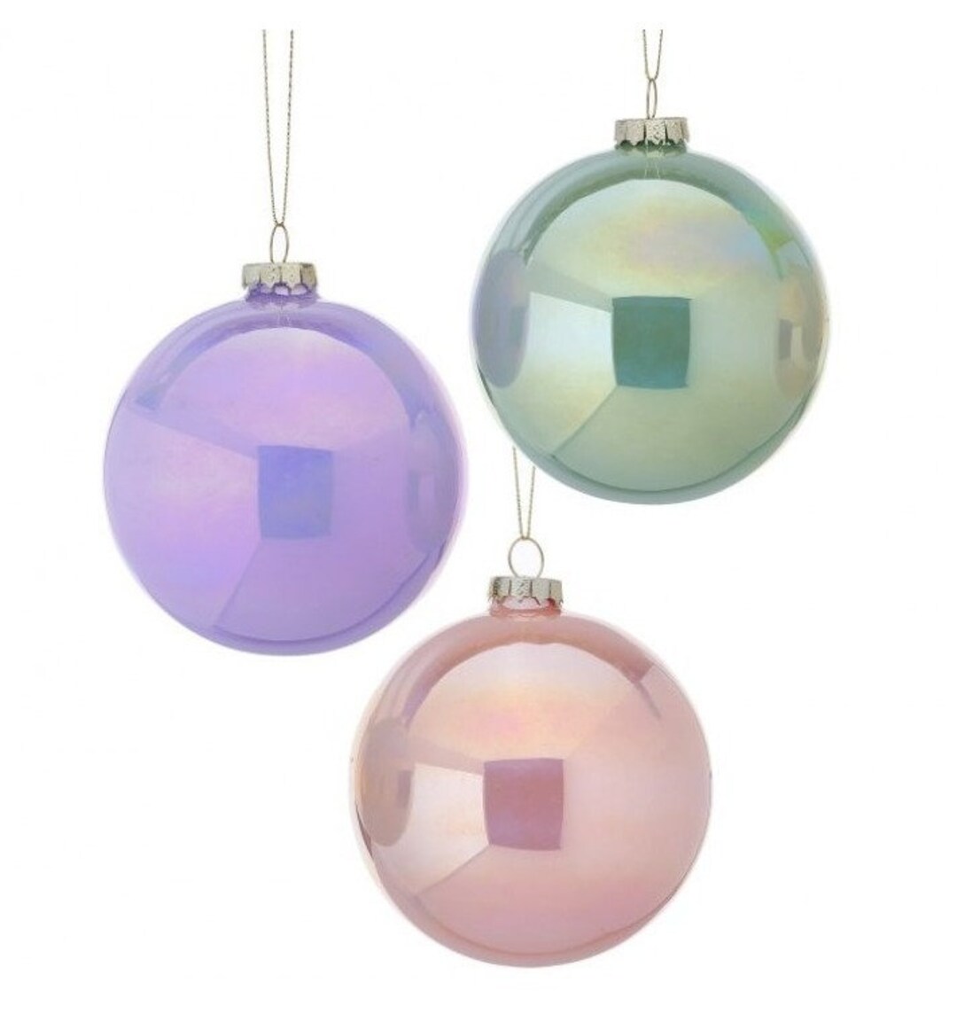 4 Glass Pearlized Ball Ornament in Assorted Colors Set of 3 - Etsy