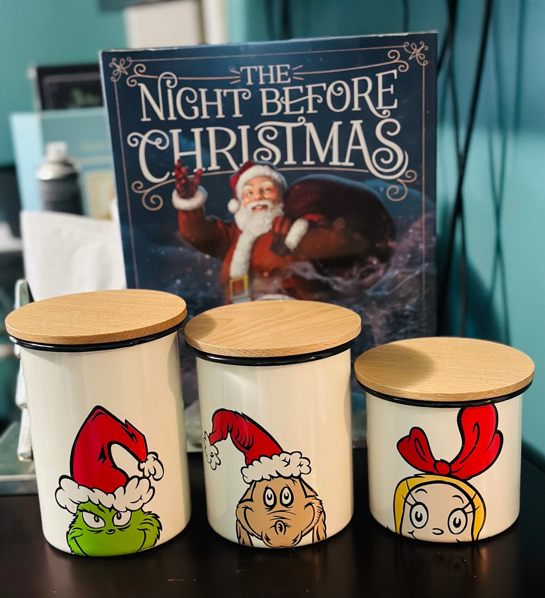 Set of Grinch Canisters - Etsy
