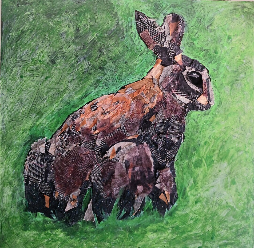 Collage of Fabrics hare on Plywood Base - Etsy