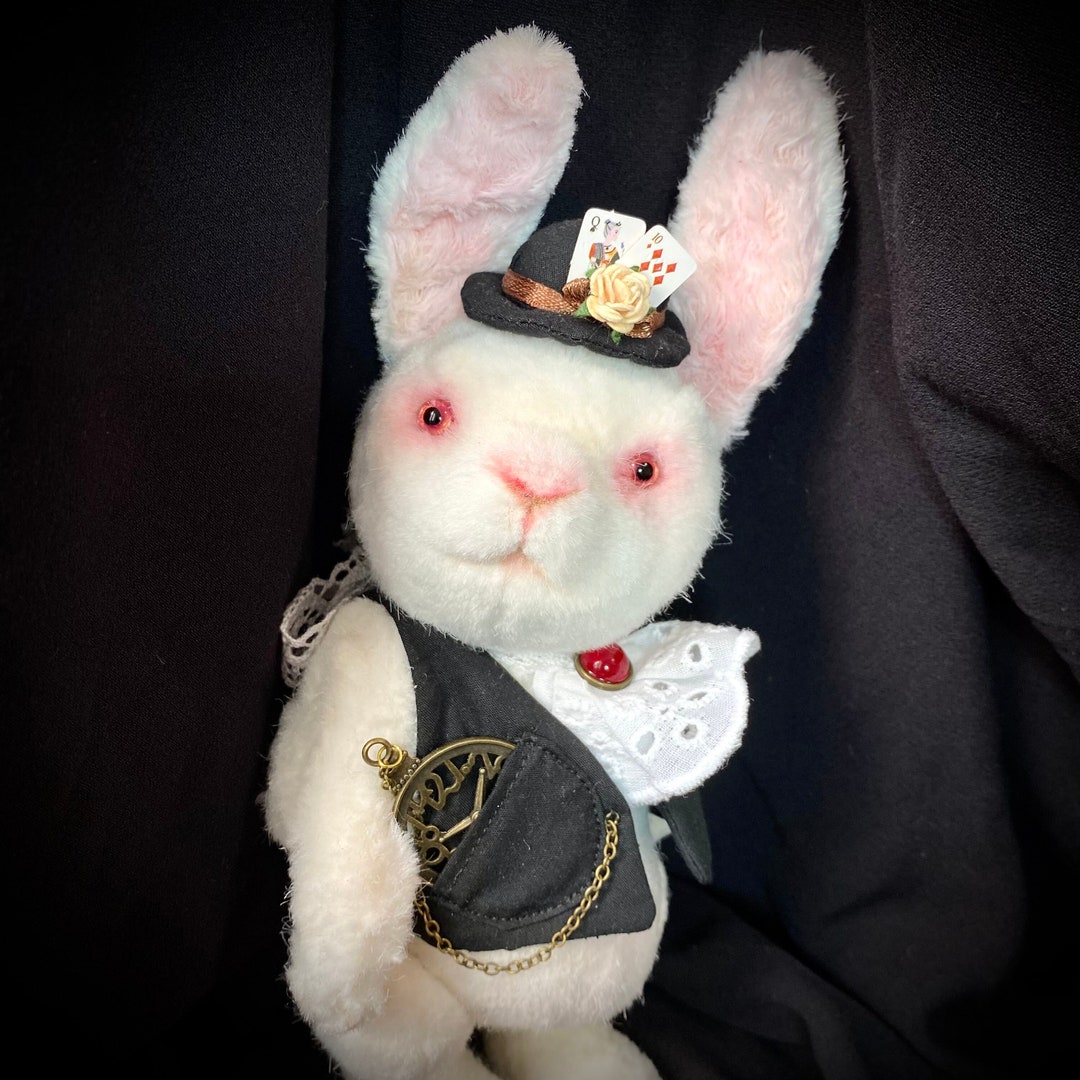 White Rabbit 7" Artist Teddy Bear Vintage Circus Toy for Blythe Friend ...
