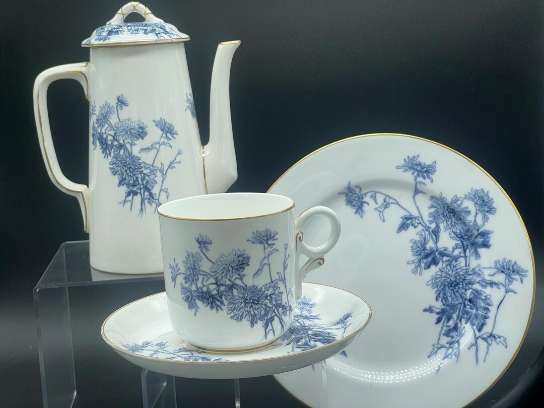 Antique Royal Worcester Coffee Set for One. Pot With Matching Trio of ...