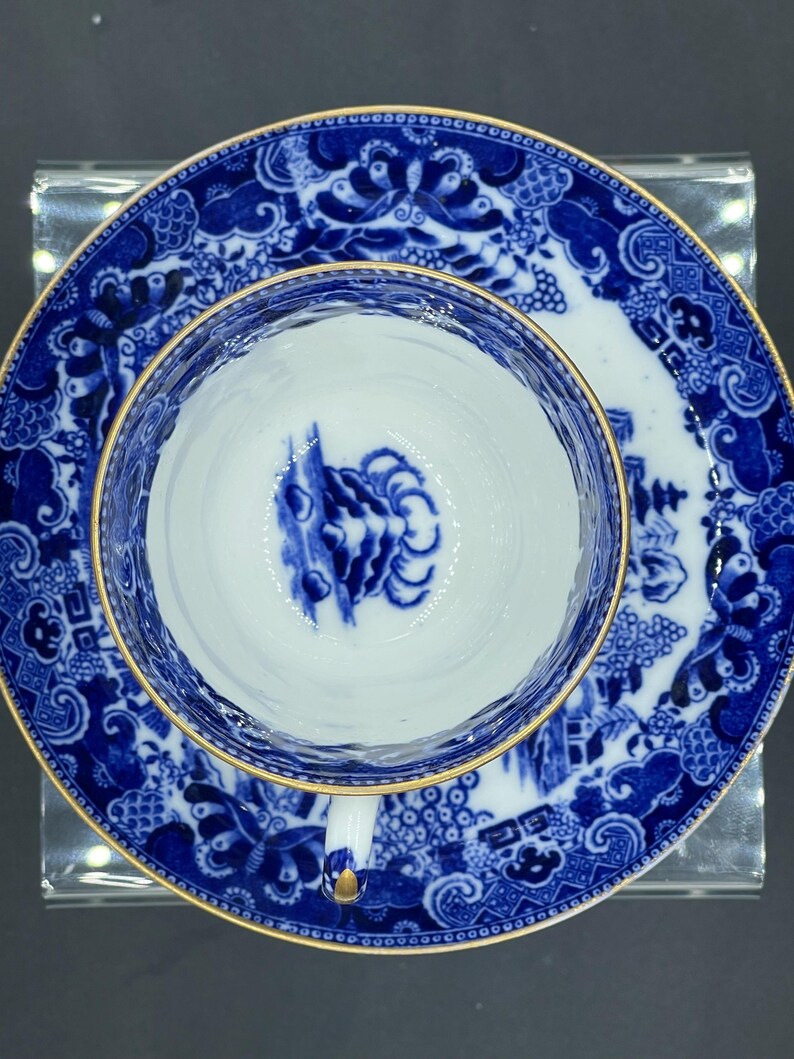 Antique Copeland Blue Willow Tea Cup & Saucer, Victorian England - Etsy