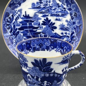 Antique Copeland Blue Willow Tea Cup & Saucer, Victorian England - Etsy