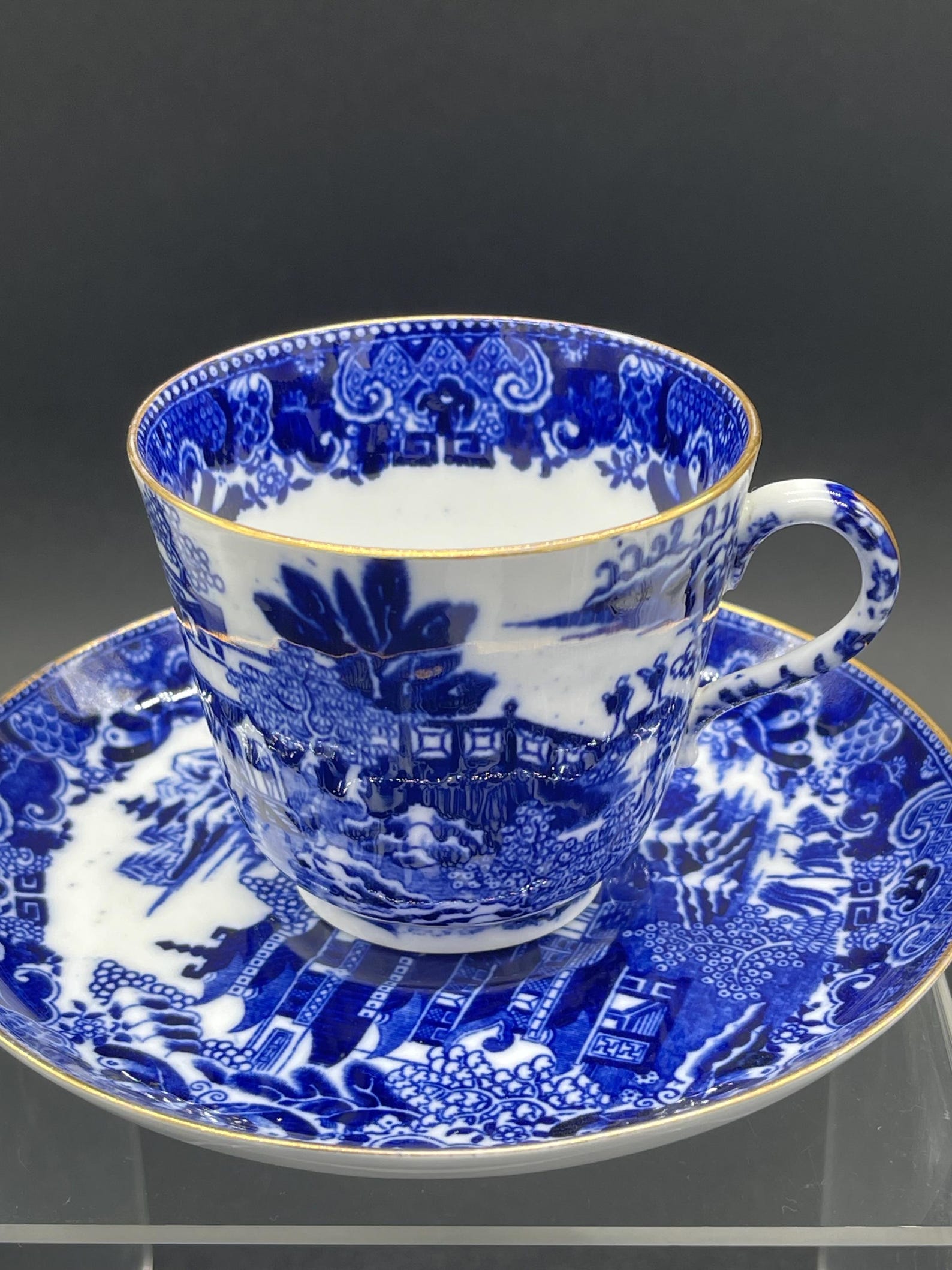 Antique Copeland Blue Willow Tea Cup & Saucer, Victorian England - Etsy