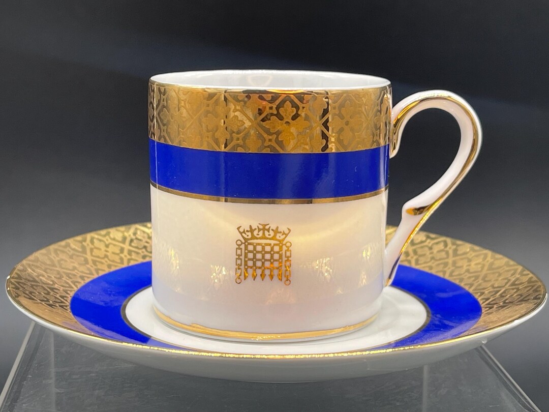 House of Lords Demitasse Cup and Saucer, Cobalt Blue and Gold, Crowned ...