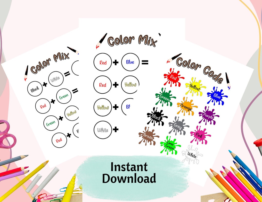 Mix Colors, Coloring Pages for Preschool, Kindergarten, Homeschool ...