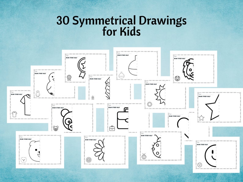 30 Symmetrical Drawings for Kids Preschool Nursery Learn to - Etsy