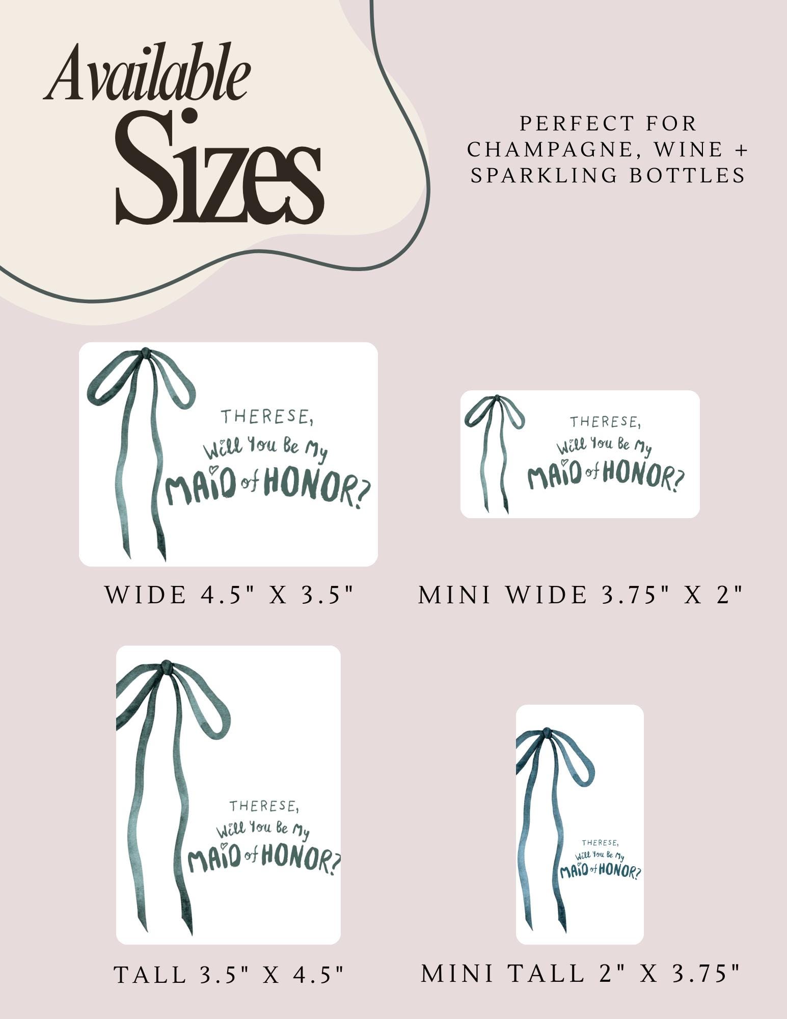 Custom Wine Label Proposal for Maid of Honor Gift Champagne Label for ...