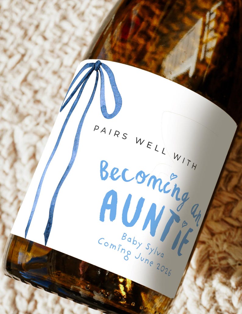 Pregnancy Announcement Label Aunt Reveal Sticker Wine Bottle Decoration ...