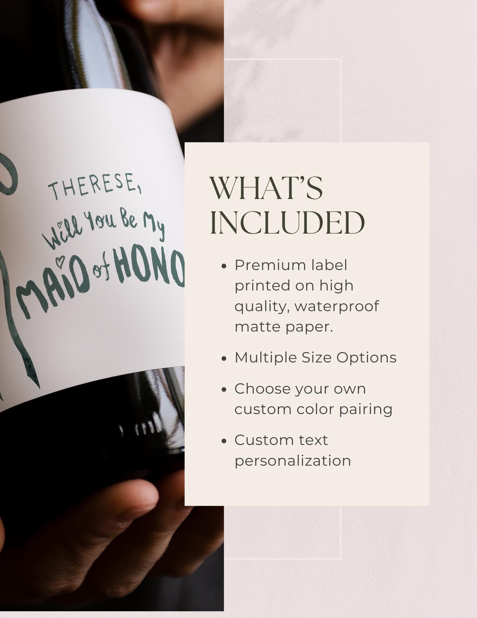 Custom Wine Label Proposal for Maid of Honor Gift Champagne Label for ...