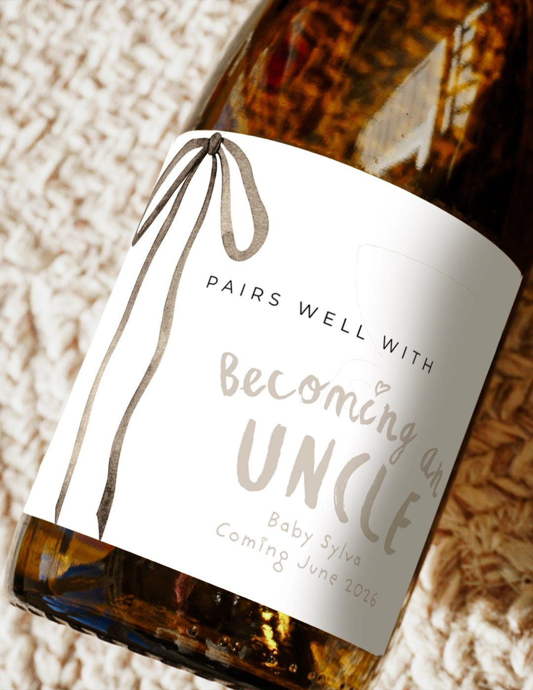 Pregnancy Announcement Label Uncle Reveal Sticker Wine Bottle ...