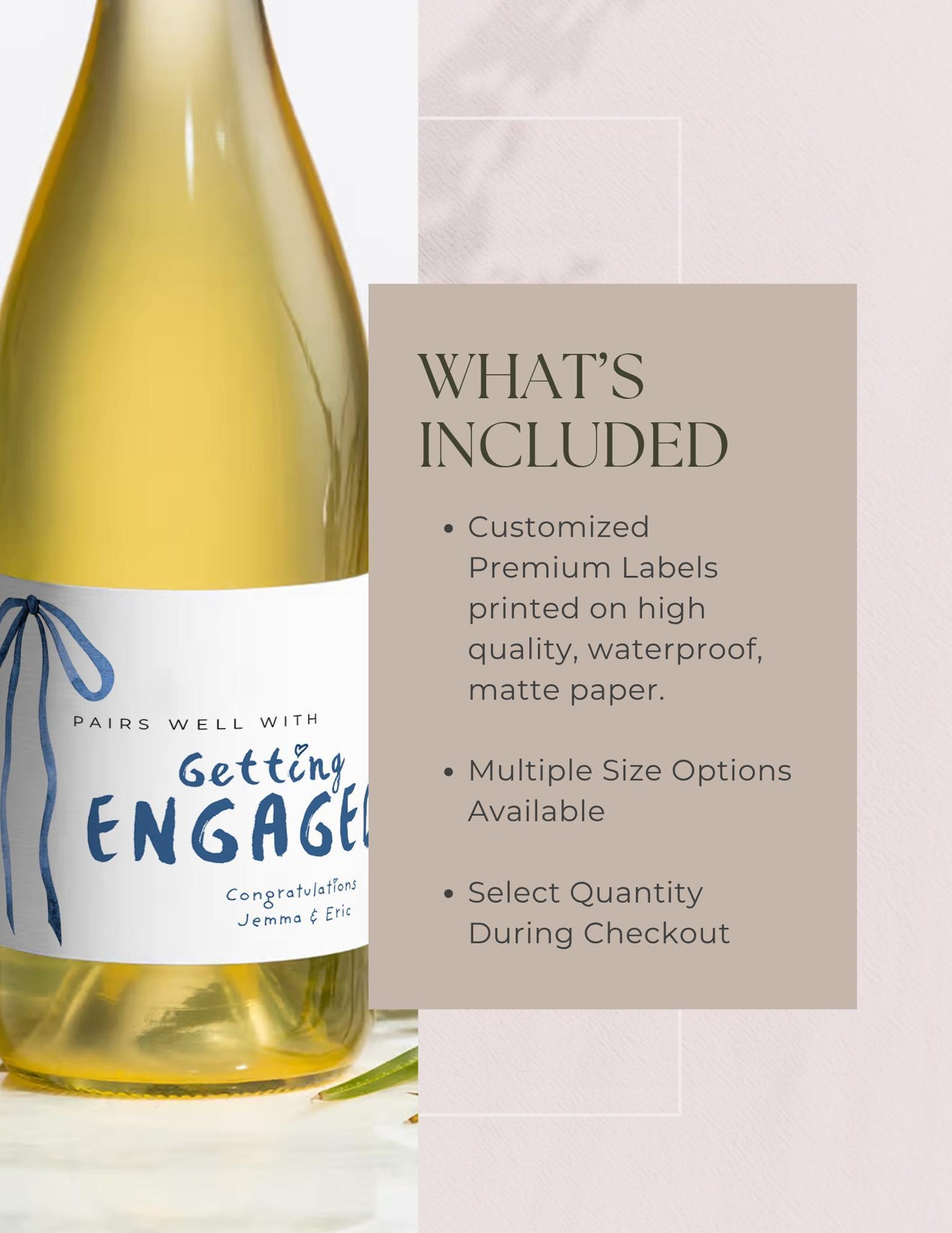 Engagement Wine Label Waterproof Bottle Custom Celebration Party ...