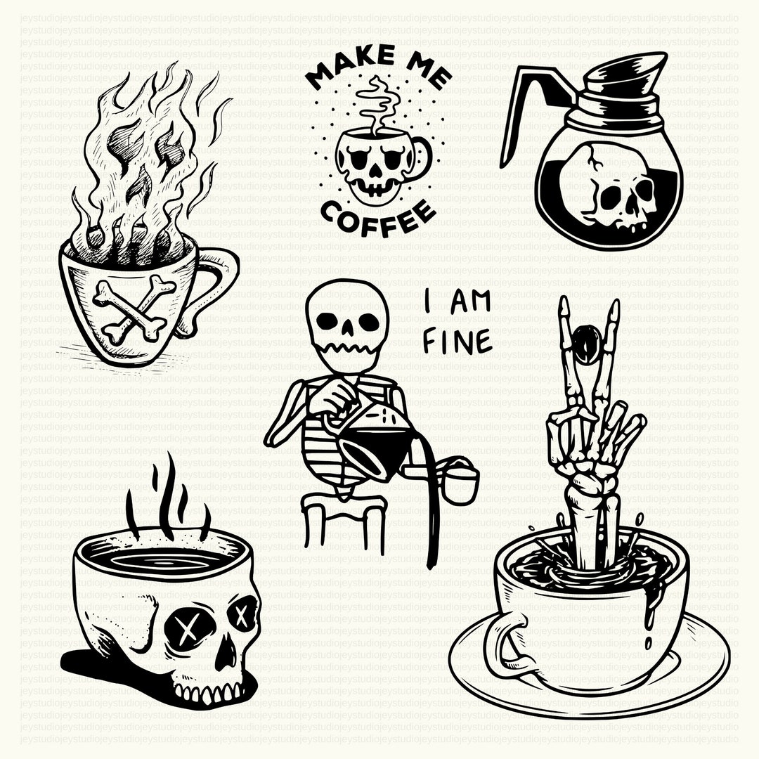 Skeleton Drinking Coffee SVG Skull/skeleton SVG Coffee SVG - Etsy