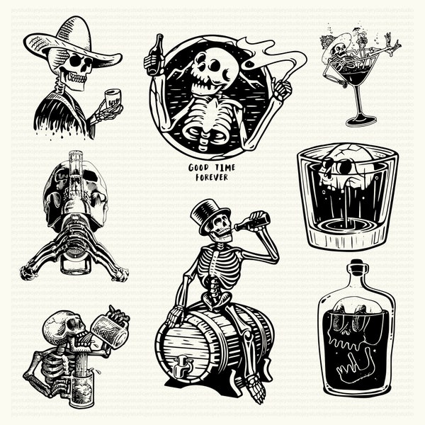 Skeleton Drinking Beer Svg - Etsy