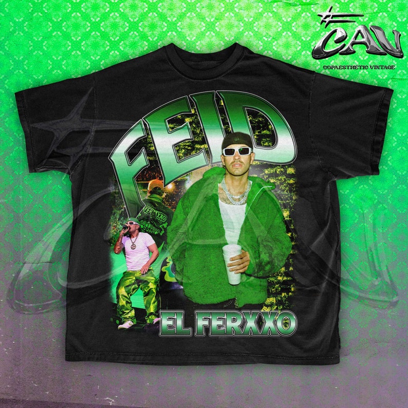 Feid El Ferxxo Bootleg 90s Hip-hop Style Vintage T-shirt | Colombian ...