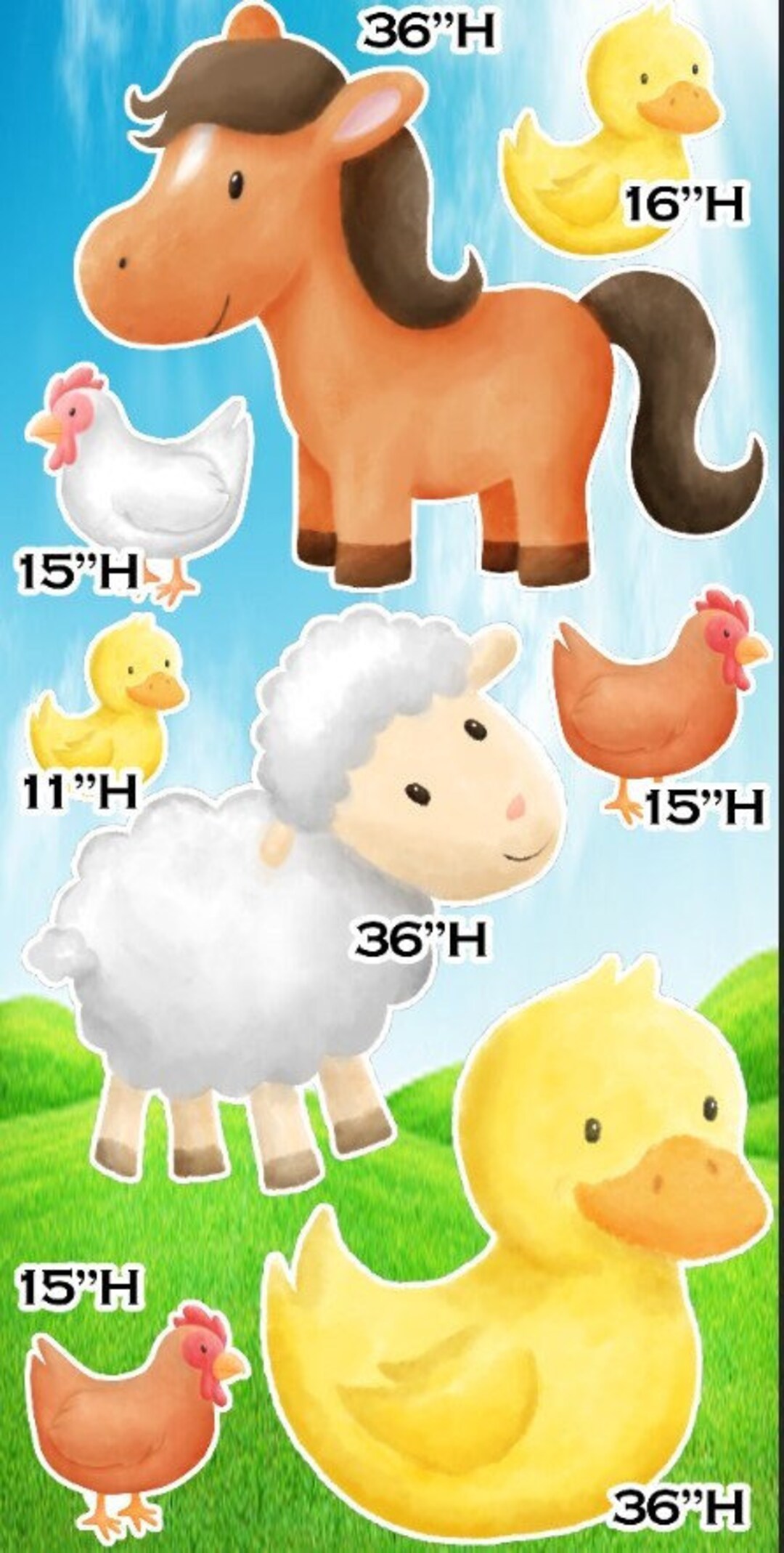 FARM ANIMALS Cow Pig Horse Coroplast Party Props Decorations Backdrops ...