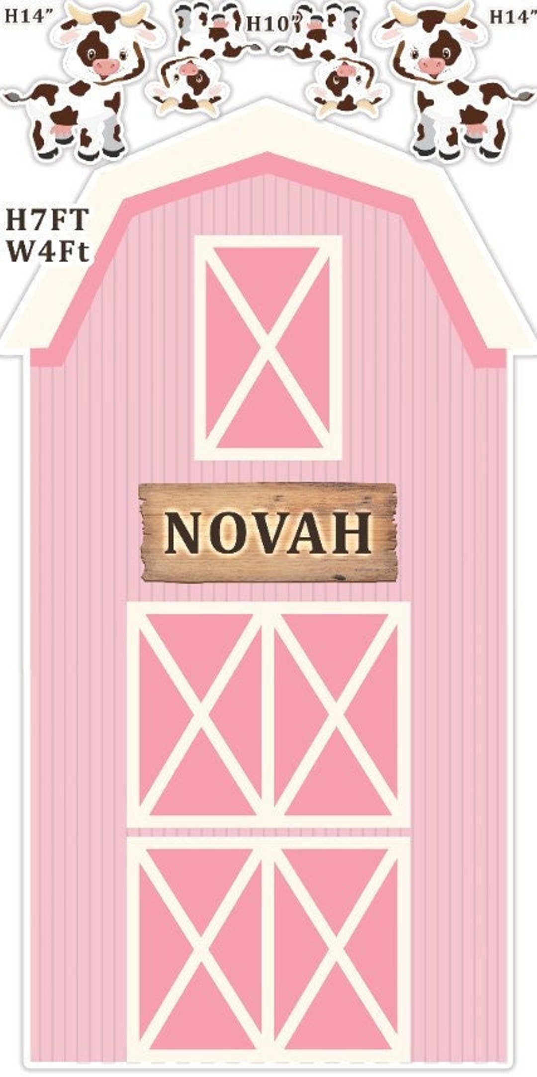 7ft Tall Pink Personalized Barn Coroplast Backdrop Panel Party Props ...
