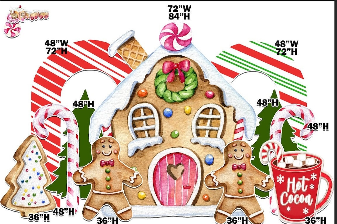Christmas Gingerbread Party Party Props Decorations Backdrops Coroplast ...