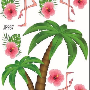 Palm Tree Flamingos Party Props Decorations Backdrops Cutouts Signs ...