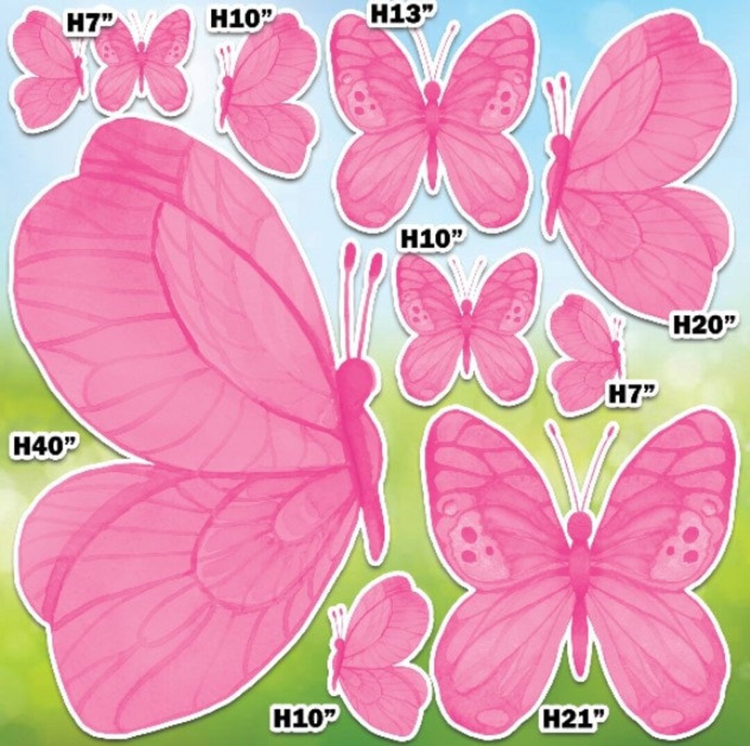 Hot Pink Butterflies Coroplast Party Props Decorationsbackdrops Cutouts ...