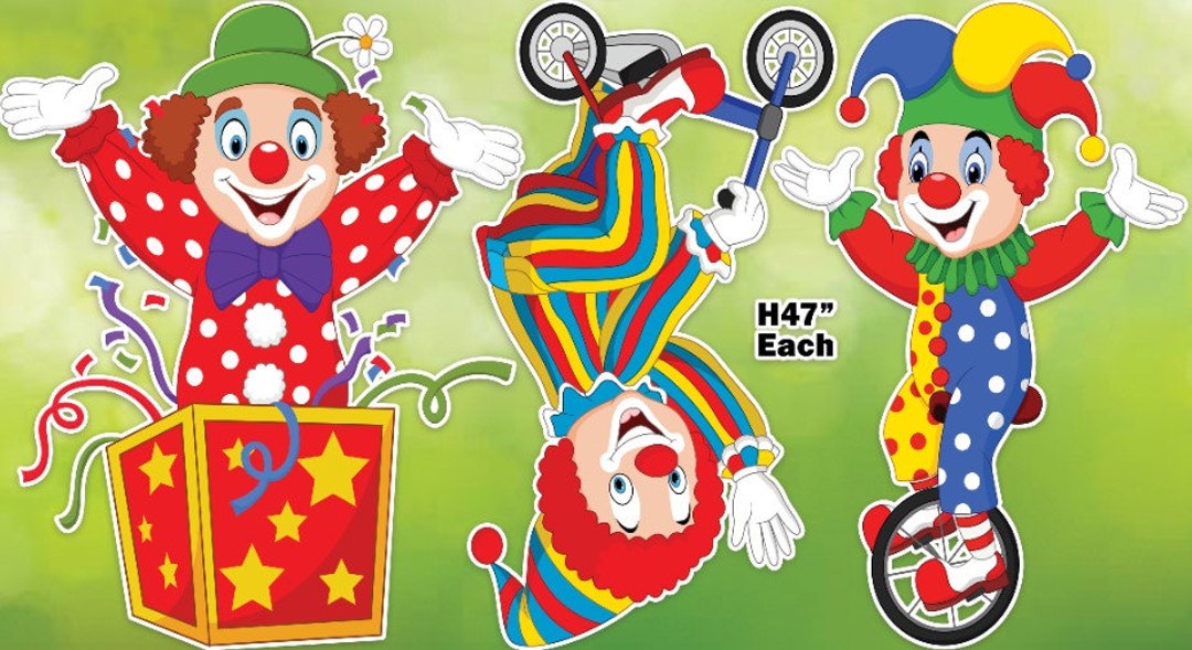 Circus Colorful Clowns 4 Ft Tall Party Props Decorations - Etsy