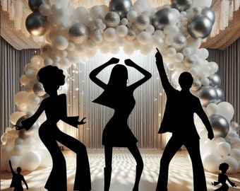 DISCO Approx 4ft Tall Dancers Silhouette Set Coroplast Party Props ...
