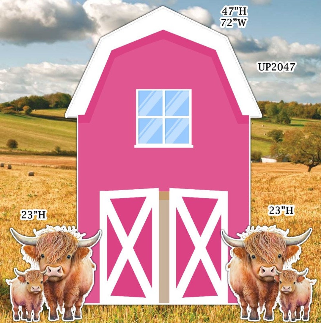 PINK 7ft Barn and Cow Cutouts Coroplast Cutout Props - Etsy