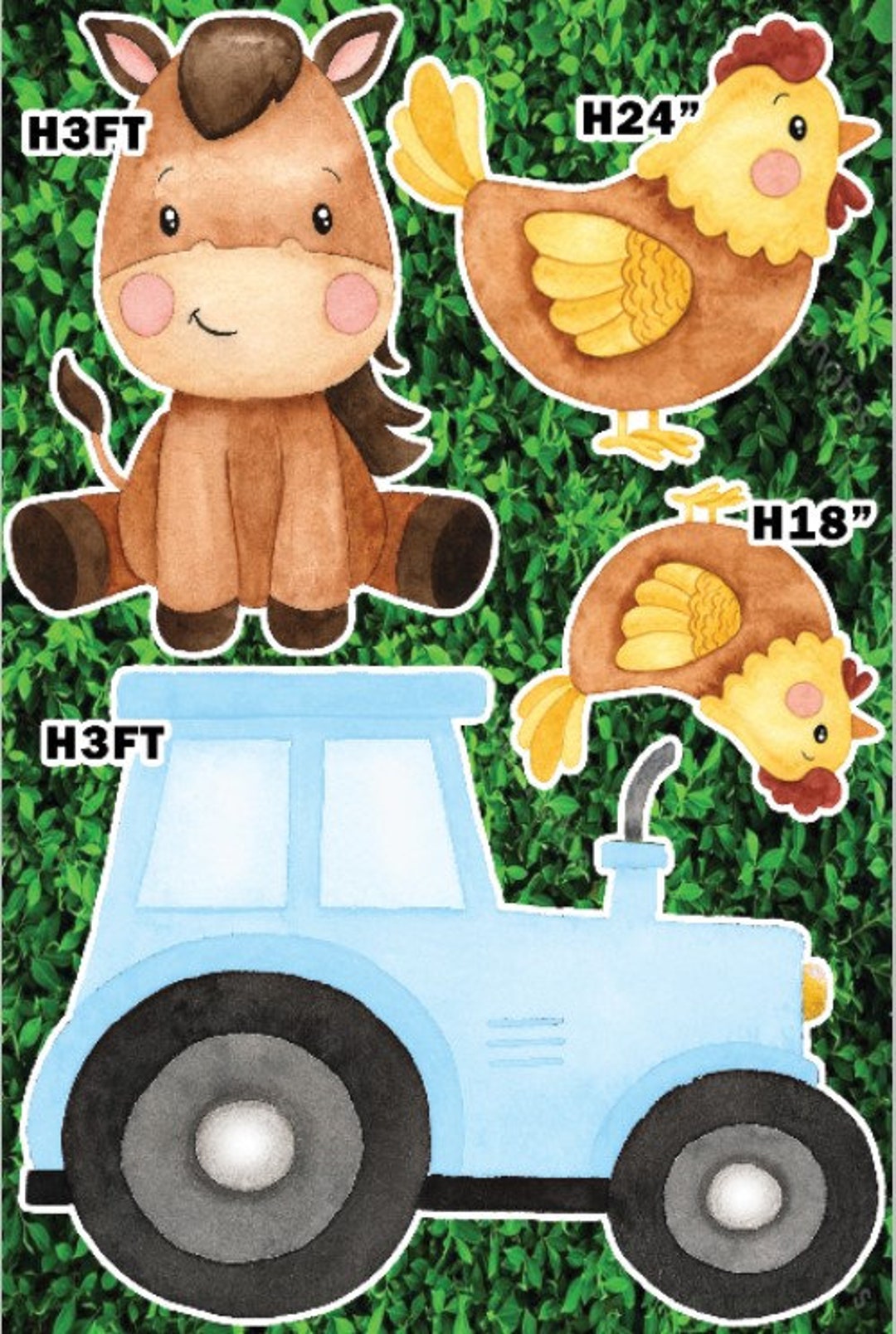 Farm Animals / Blue Tractor Props Decorations Backdrops - Etsy