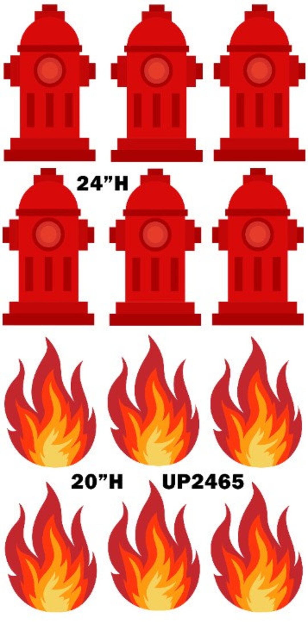 Fire Hydrant Flames Decorations Backdrops Cutouts Signs Table ...