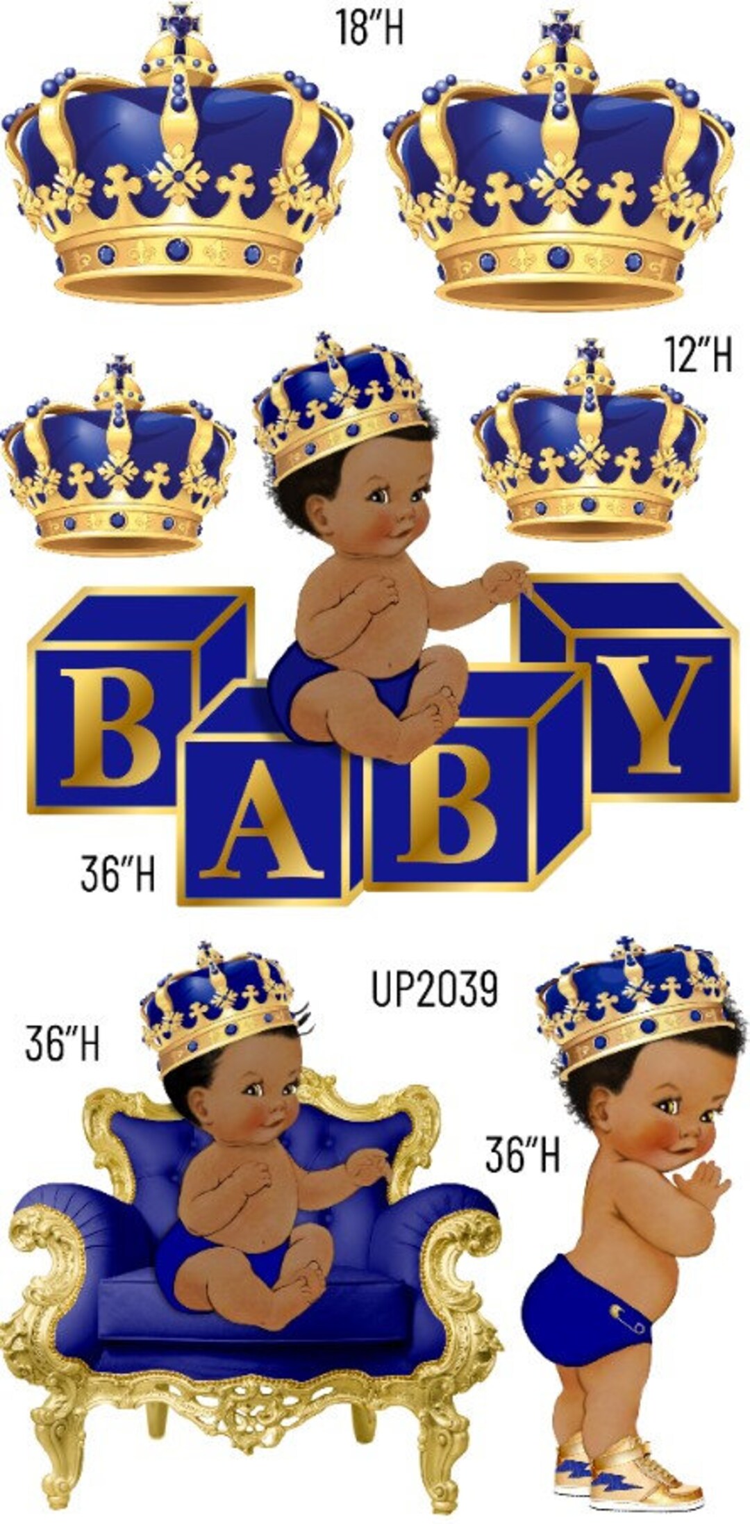 Royal Prince It's A Boy Baby Shower Gold and Blue Party Props ...
