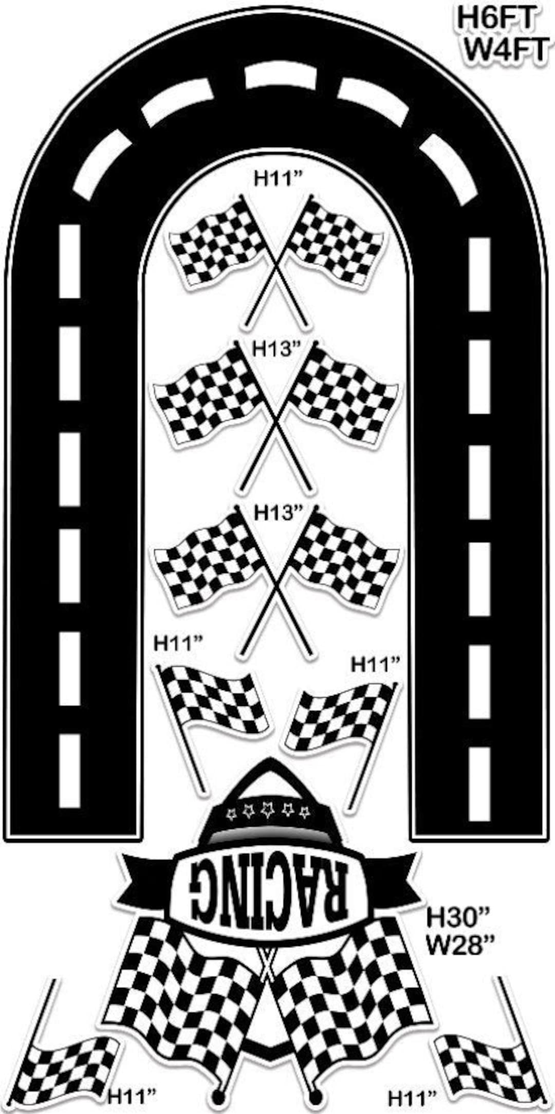 Race Track 6FT Arc Panel Racingparty Props Decor Backdrops - Etsy