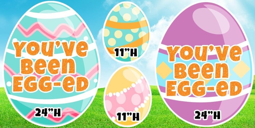 YOUVE BEEN EGGED Party Props Decorations Backdrops Cutouts Signs Decor ...