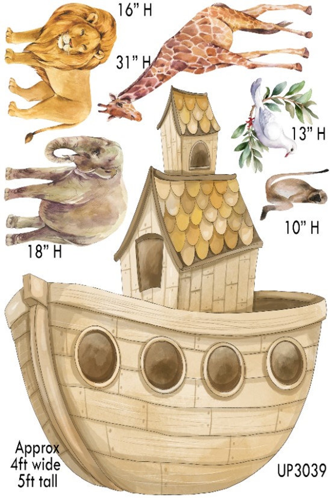 NOAH'S ARK Animals Safari Party Props Decorations Cutouts Coroplast ...