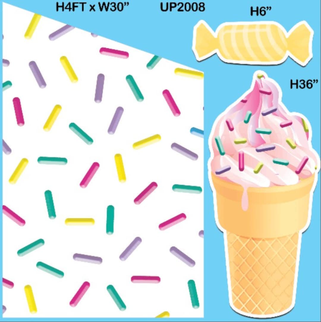 White Slanted 4ft Ice Cream Panel ICE CREAM CONE Sweets Party Props ...