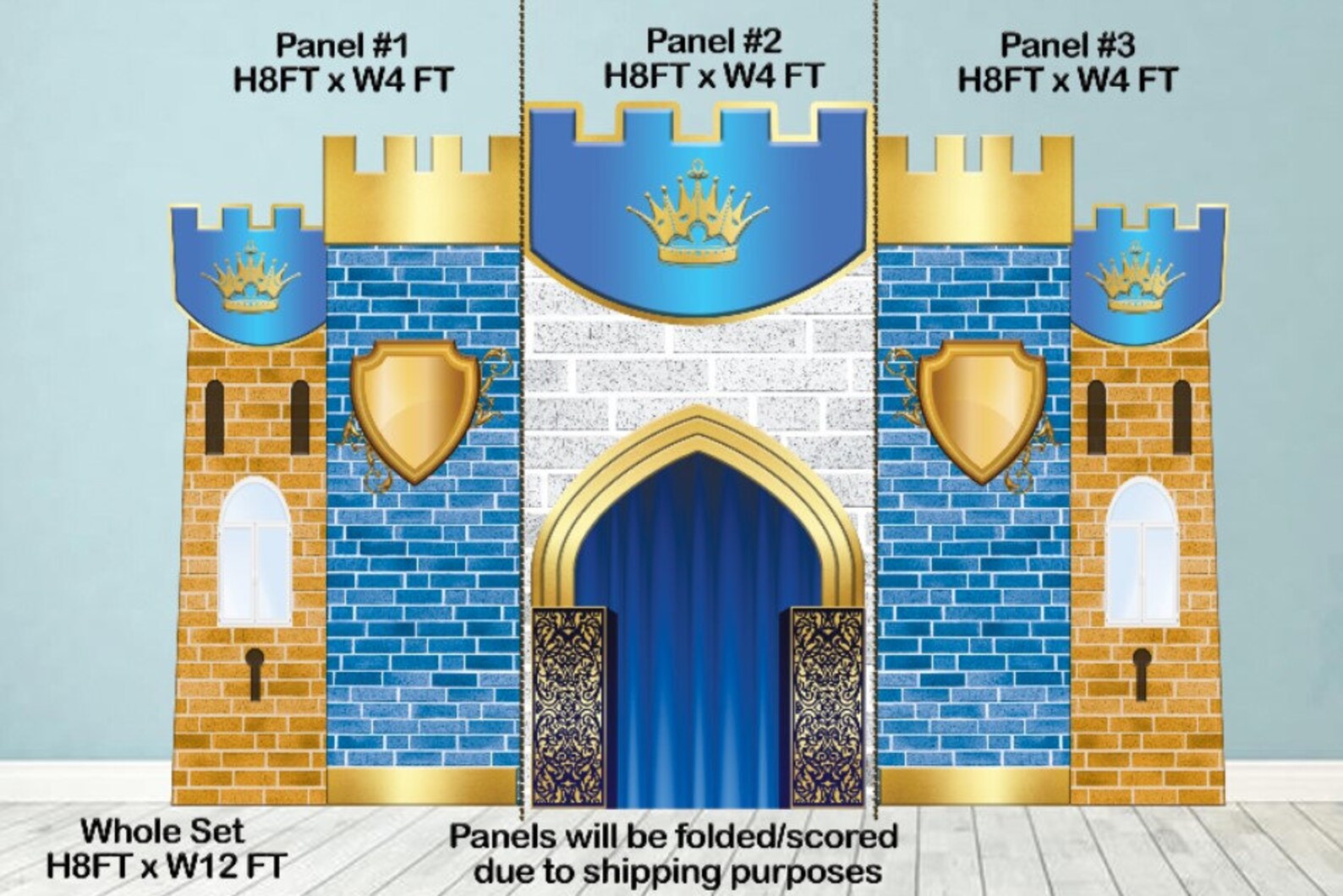 8FT Tall 12FT Wide Blue Castle Props Decorations Backdrops - Etsy