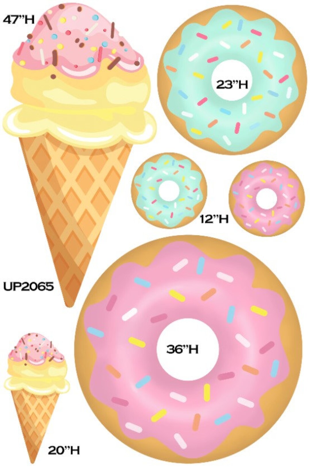 DONUTS ICE CREAM Cutouts Coroplast Signs Yard Decor Party Decorations ...