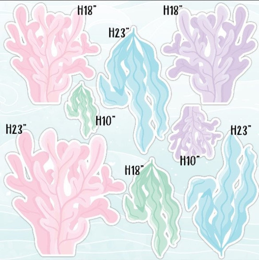 Pastel Under the Sea Coral and Sea Grasscoroplast Cutout Party Props ...